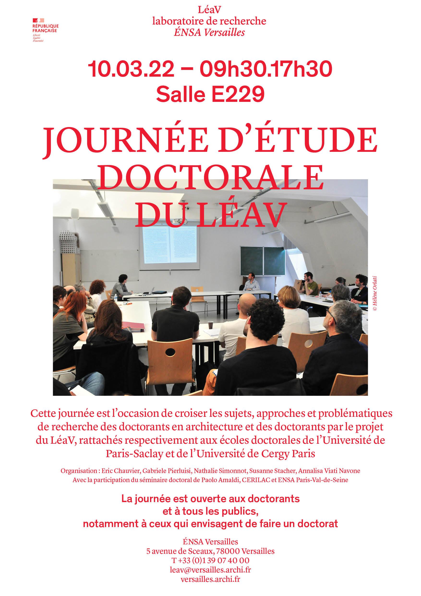 Journée d'étude doctorale du LéaV | ÉNSA Versailles